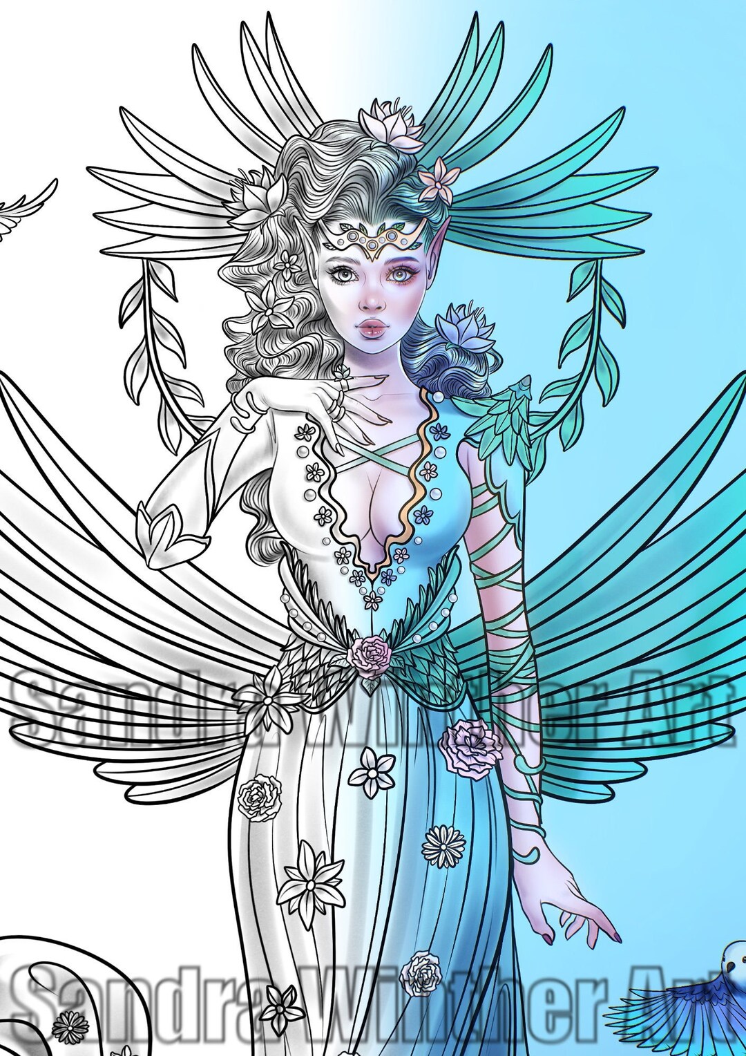 Nature Princess Printable Digital Coloring Page - Etsy