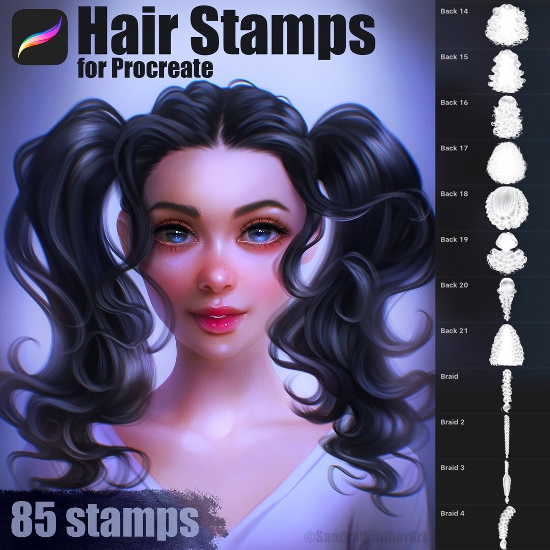 Hair Stamps for Procreate Easy Hair - Etsy