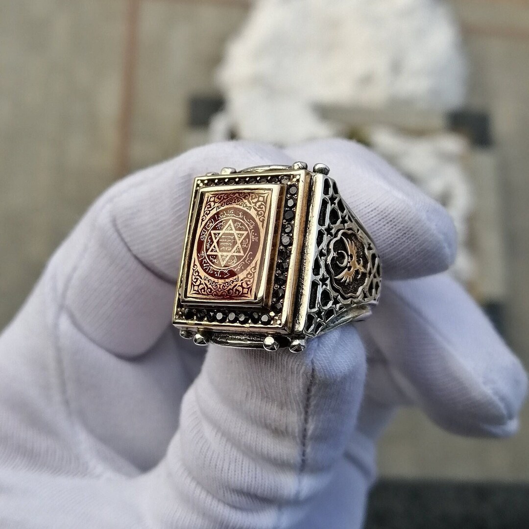 Prophet Solomon Powerful Talisman Seal, 925 Quality Silver Men's Ring ...