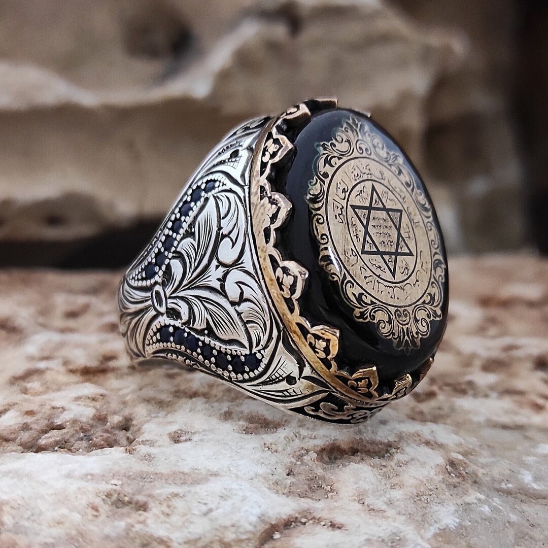 Prophet Solomon Powerful Talisman Seal, 925 Quality Silver Men's Ring ...