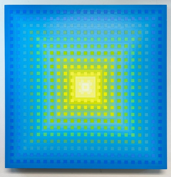 Original Op Art Abstract Painting Geometric Abstraction Fine - Etsy