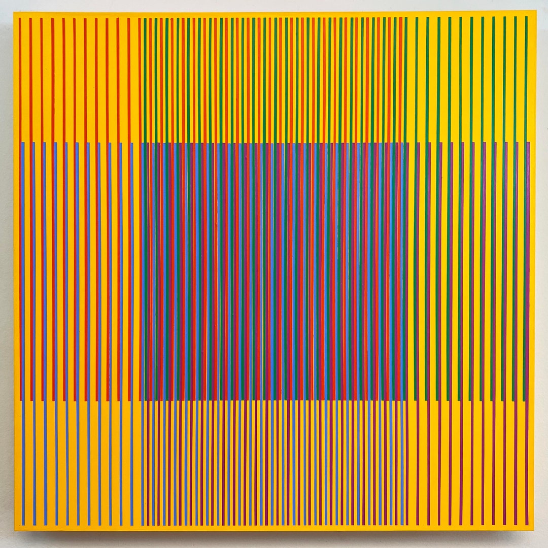 Original Op Art Abstract Acrylic Painting, Geometric Hardedge ...