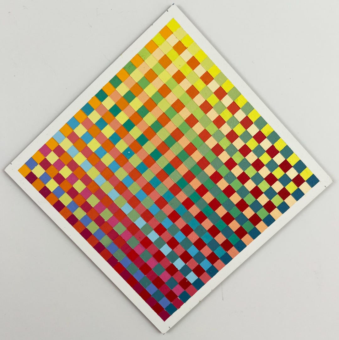 Op Art Original Acrylic Painting 6"x6" Hardedge Geometric Abstraction ...