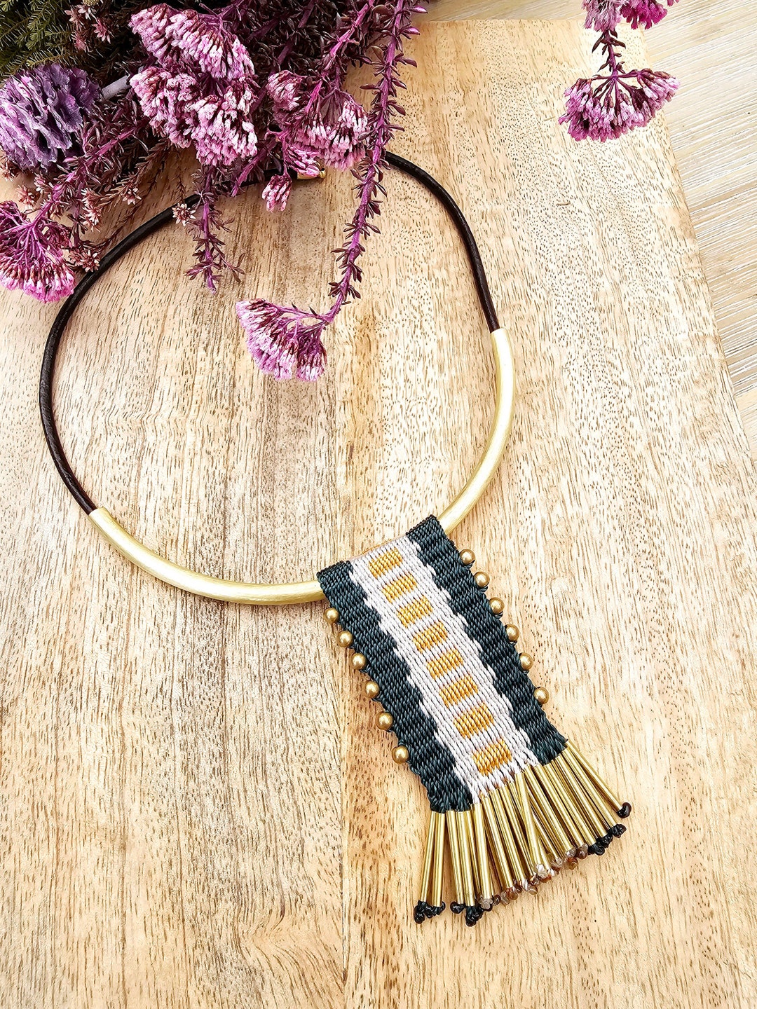 Handwoven Necklace ,mapuche Loom,handmade,unique, Gift,tapestry,boho ...
