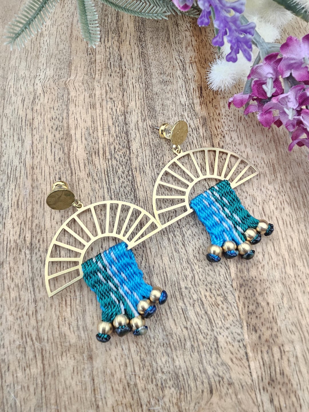 Handwoven Mapuche Earrings: Boho Ethnic Bronze Loom Jewelry - Etsy