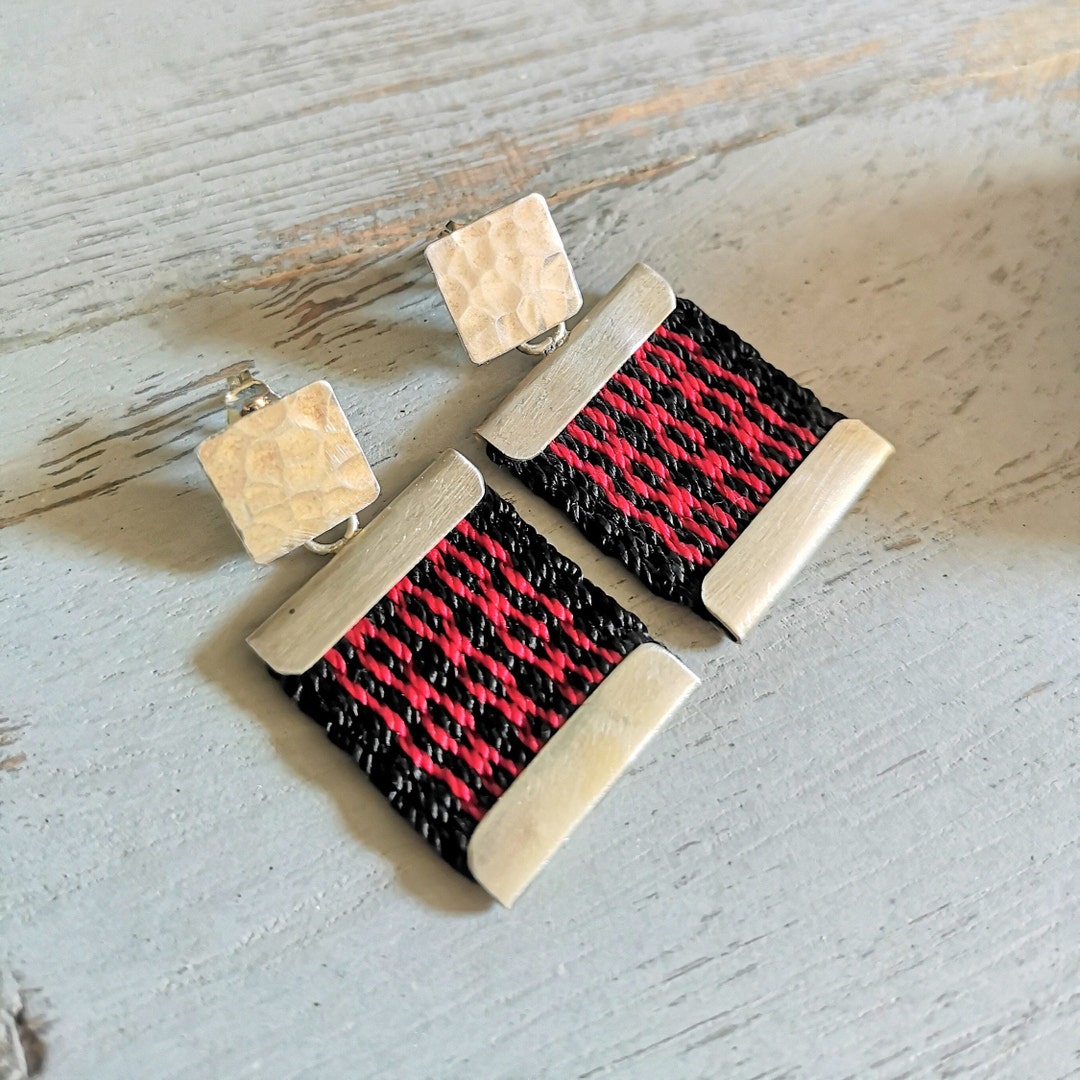 Silver Handwoven Earrings, Mapuche Loom, Unique, Hand Made,boho,ethnic ...