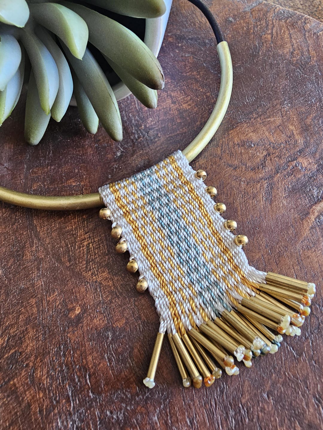 Handwoven Mapuche Loom Necklace: Boho Ethnic Tapestry Jewelry - Etsy