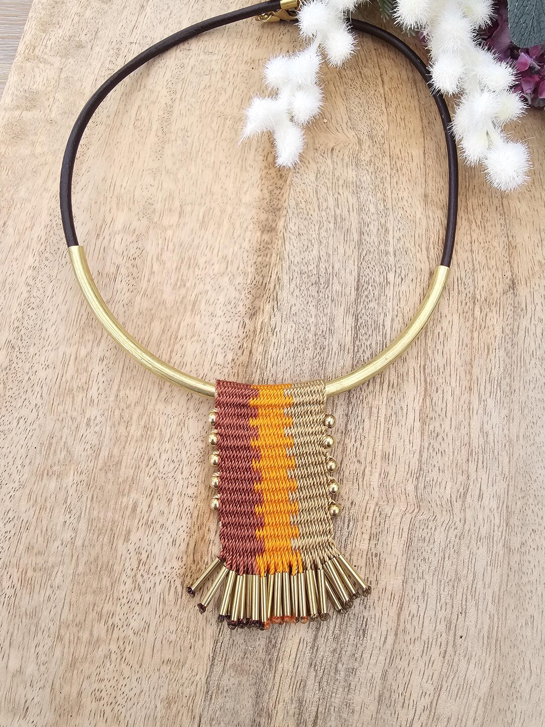 Handwoven Necklace ,mapuche Loom,handmade,unique, Gift,tapestry,boho ...