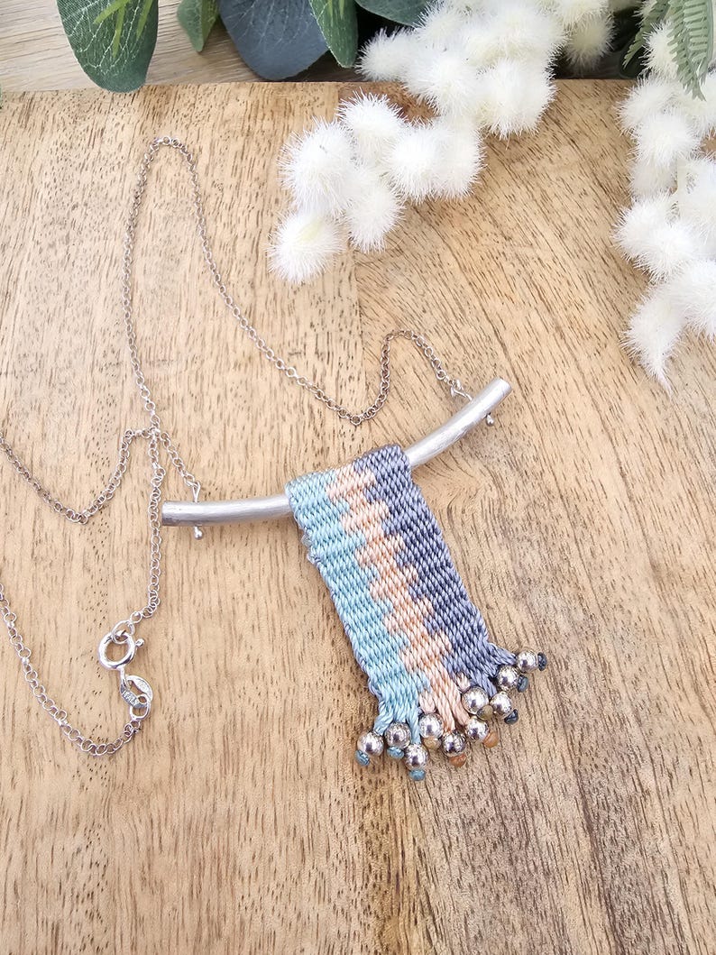 Handwoven Silver Necklace: Mapuche Loom Boho Tapestry - Etsy Canada