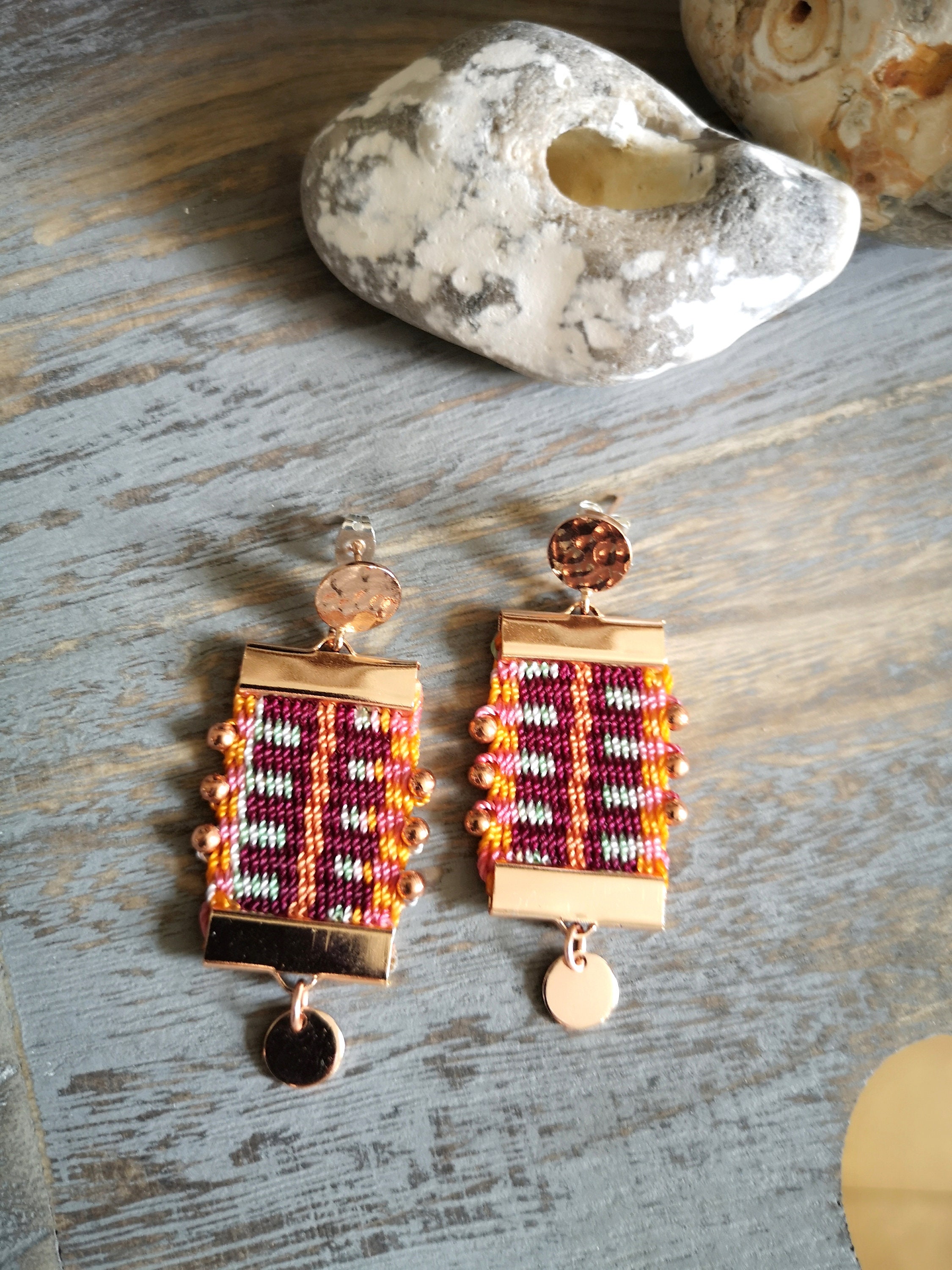 Handwoven Earrings, Mapuche Loom, Unique, Hand Made,stainless Steel ...