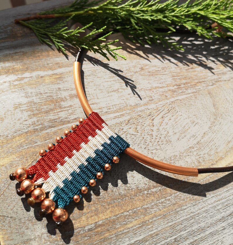 Handwoven Necklace ,mapuche Loom,handmade,unique, Gift,tapestry,boho ...