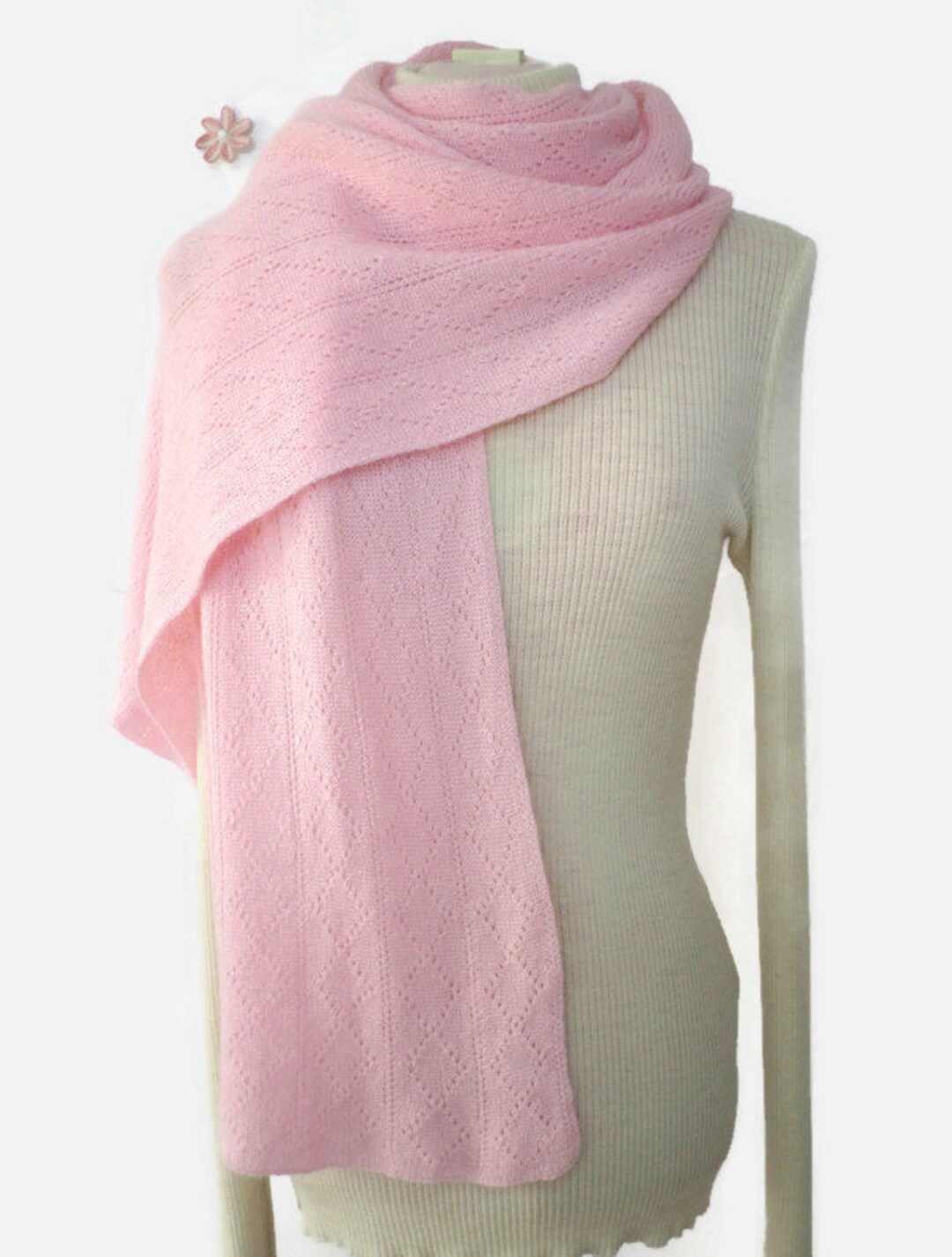 Wide Long Merino Wool Kid Mohair Scarf Fine Extremely Soft Knitted Wrap ...