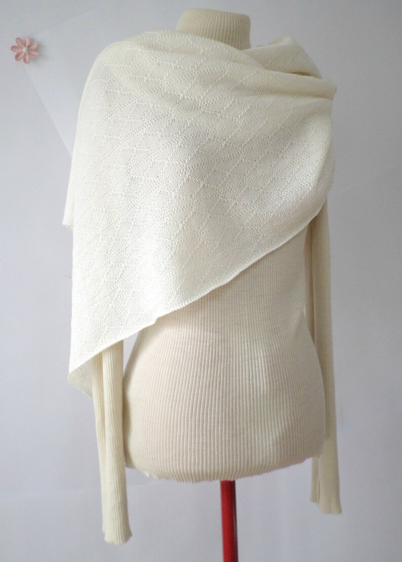 Wedding Wrap Fine Soft off White Wide Merino Wool Linen Long - Etsy
