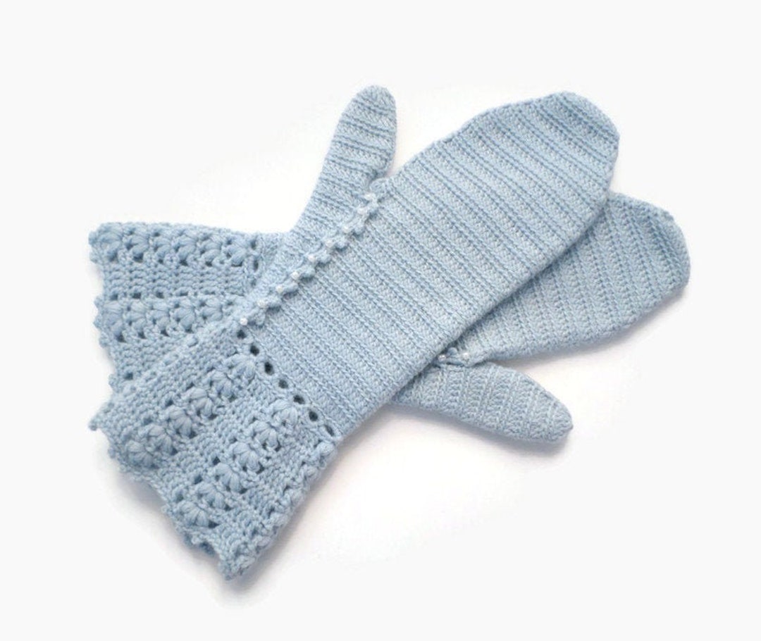 Woolen Crochet Mittens With Beads Embellishment Arm Warmers - Etsy