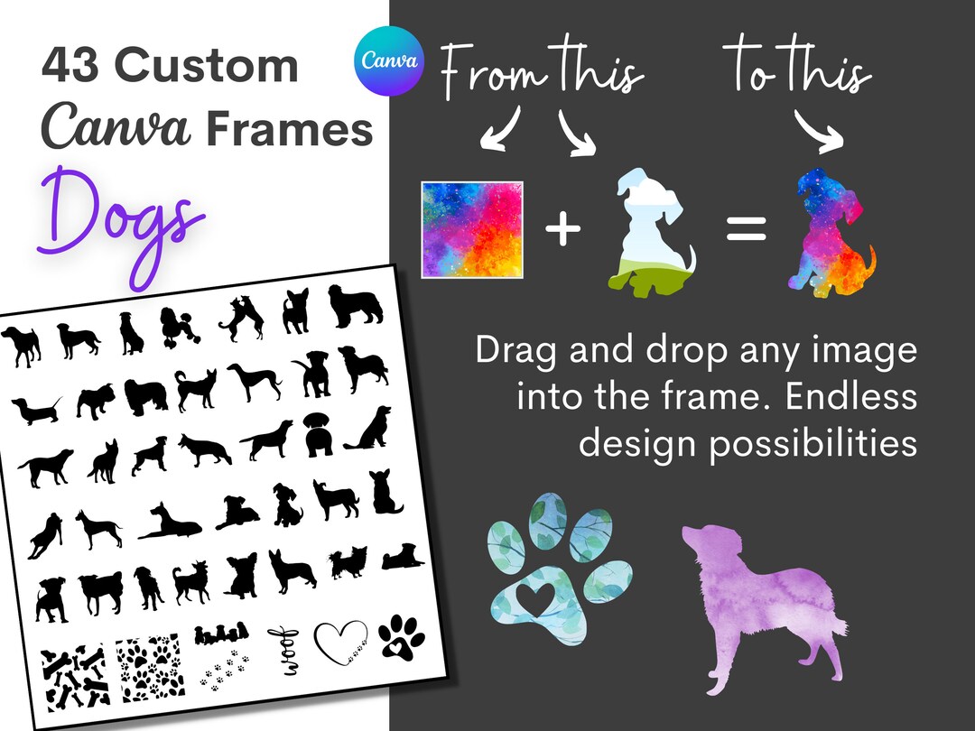 43x Custom Canva Frames Template - DOGS - Etsy