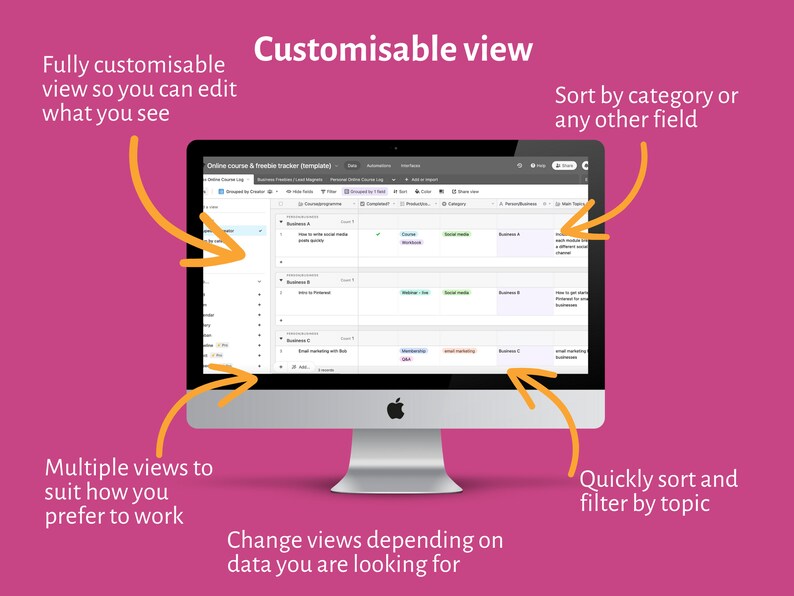 Online Course & Freebie Tracker Google Sheets Notion Airtable Tracker ...