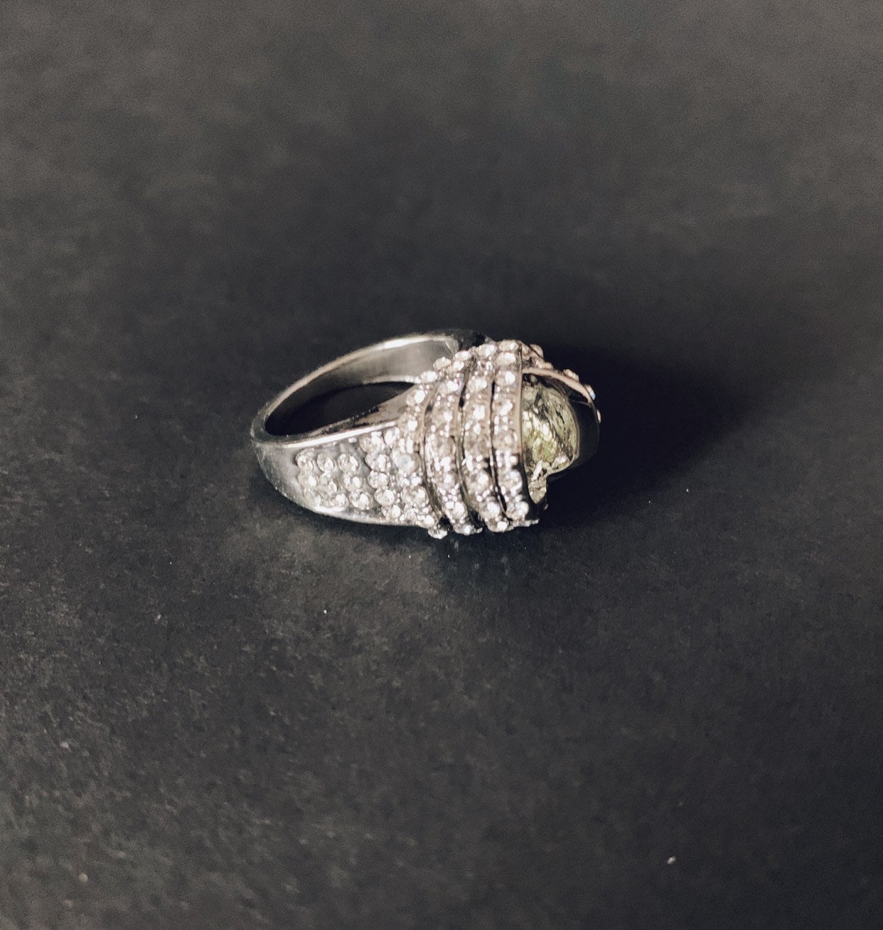 Open Weave Design Silver Finished Ring, Cubic Zirconia Ring for Women ...