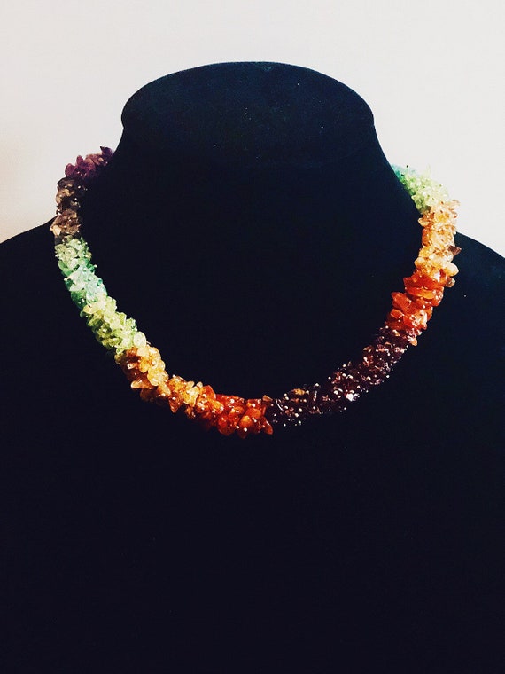 Multi color gemstone necklace handmade jewelry Natural | Etsy