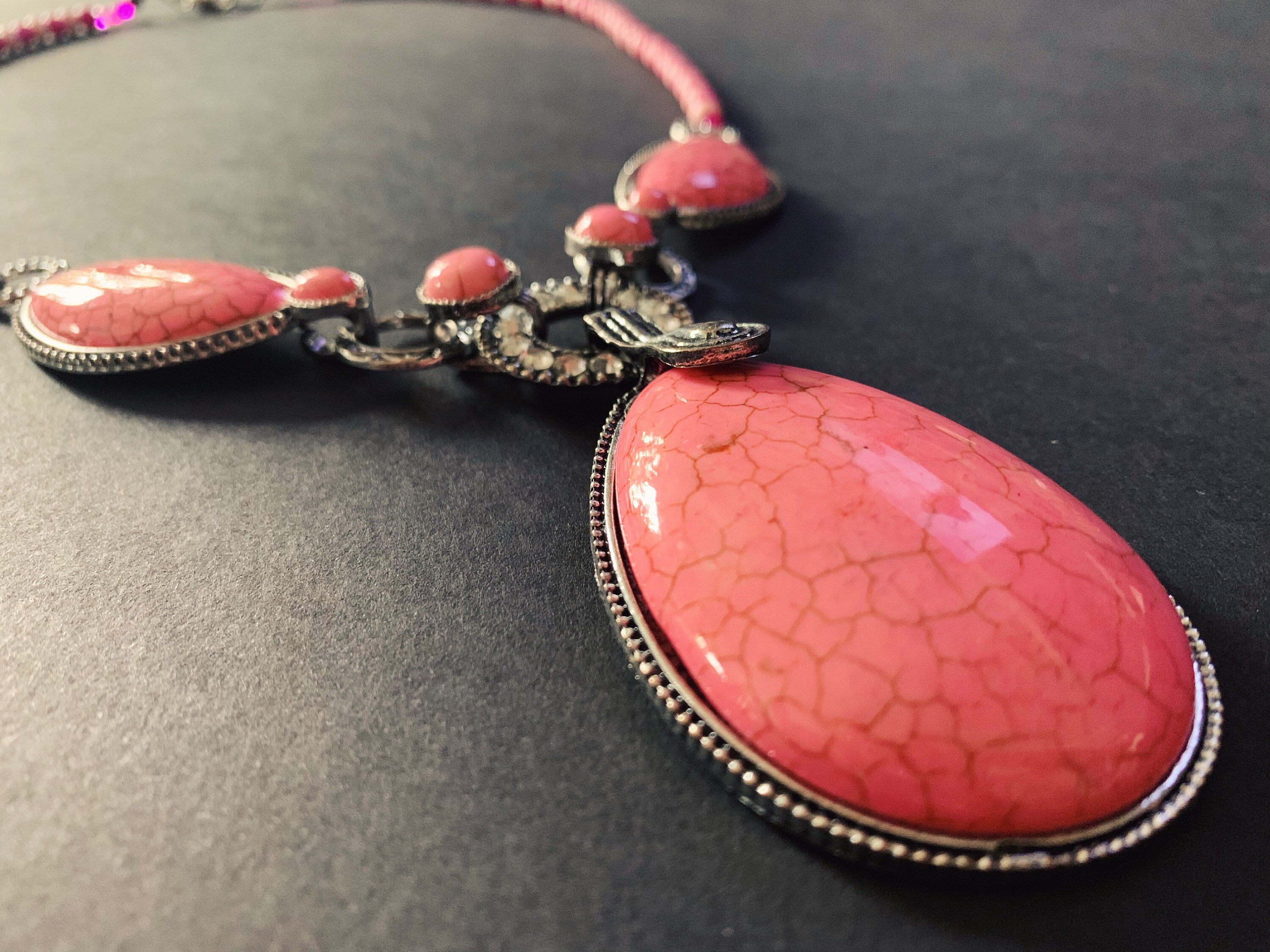 Handmade Pink Howlite Pendant Necklace with Pink Howlite | Etsy