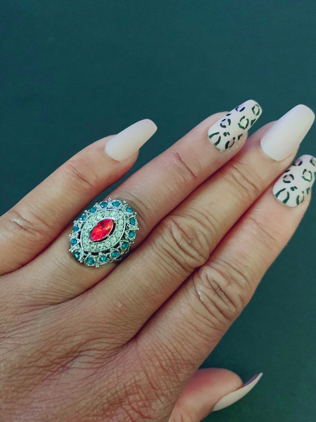 Multicolored Crystal Ring, Ring for Women, Silver Color Rings, Red Gem ...