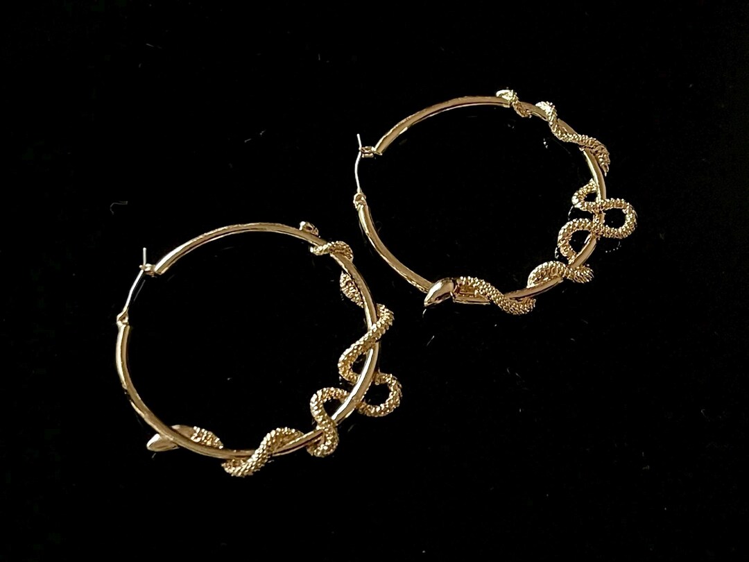 Gold Snake Hoop Earrings - Etsy