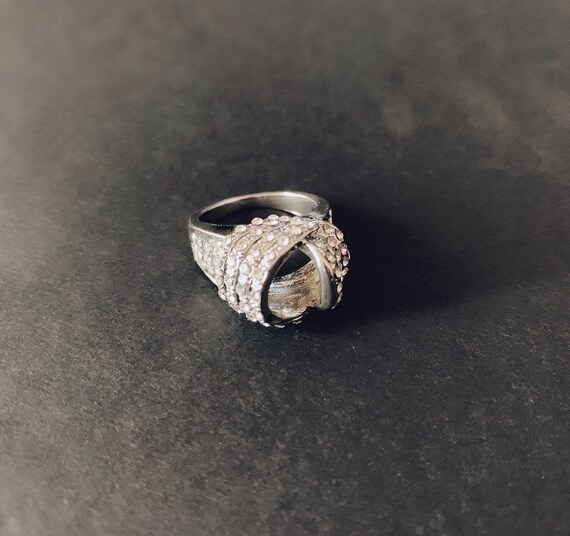 Open Weave Design Silver Finished Ring Cubic Zirconia Ring | Etsy