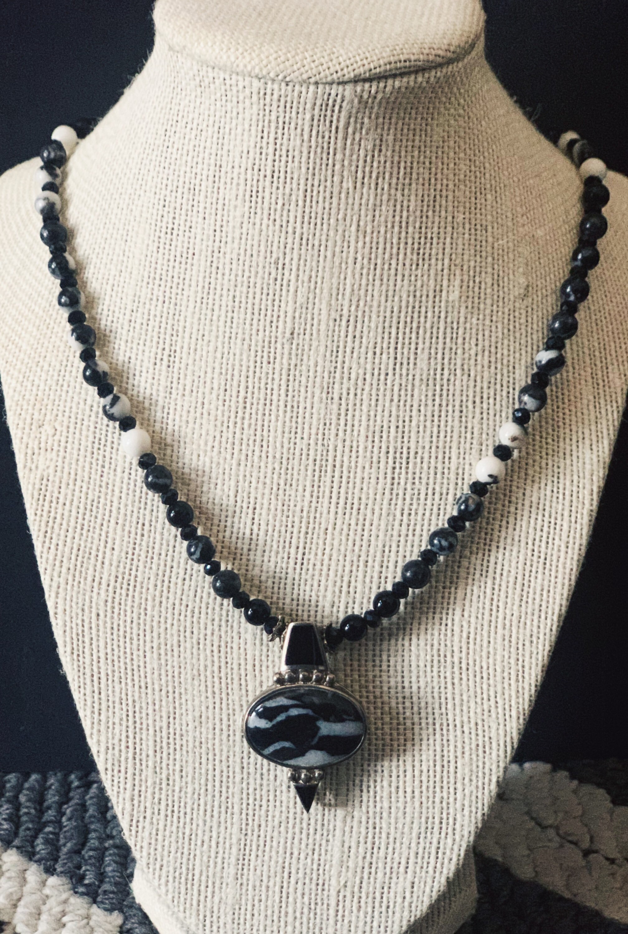 Zebra Striped Jasper Pendant Necklace, Jasper Beaded Necklace, Handmade ...