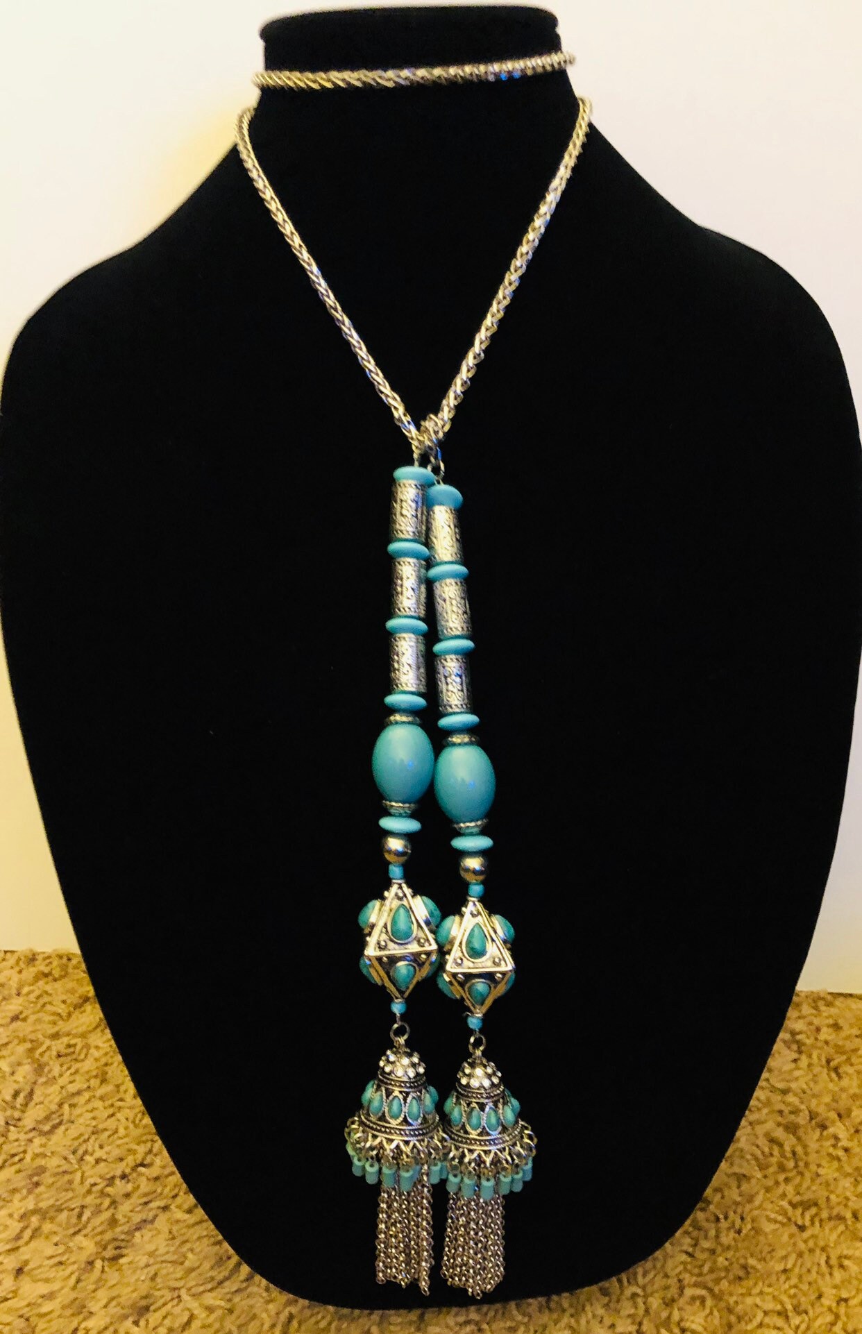 Long Neck Wrap Necklace, Tie Necklace, Statement Jewelry, Women's ...