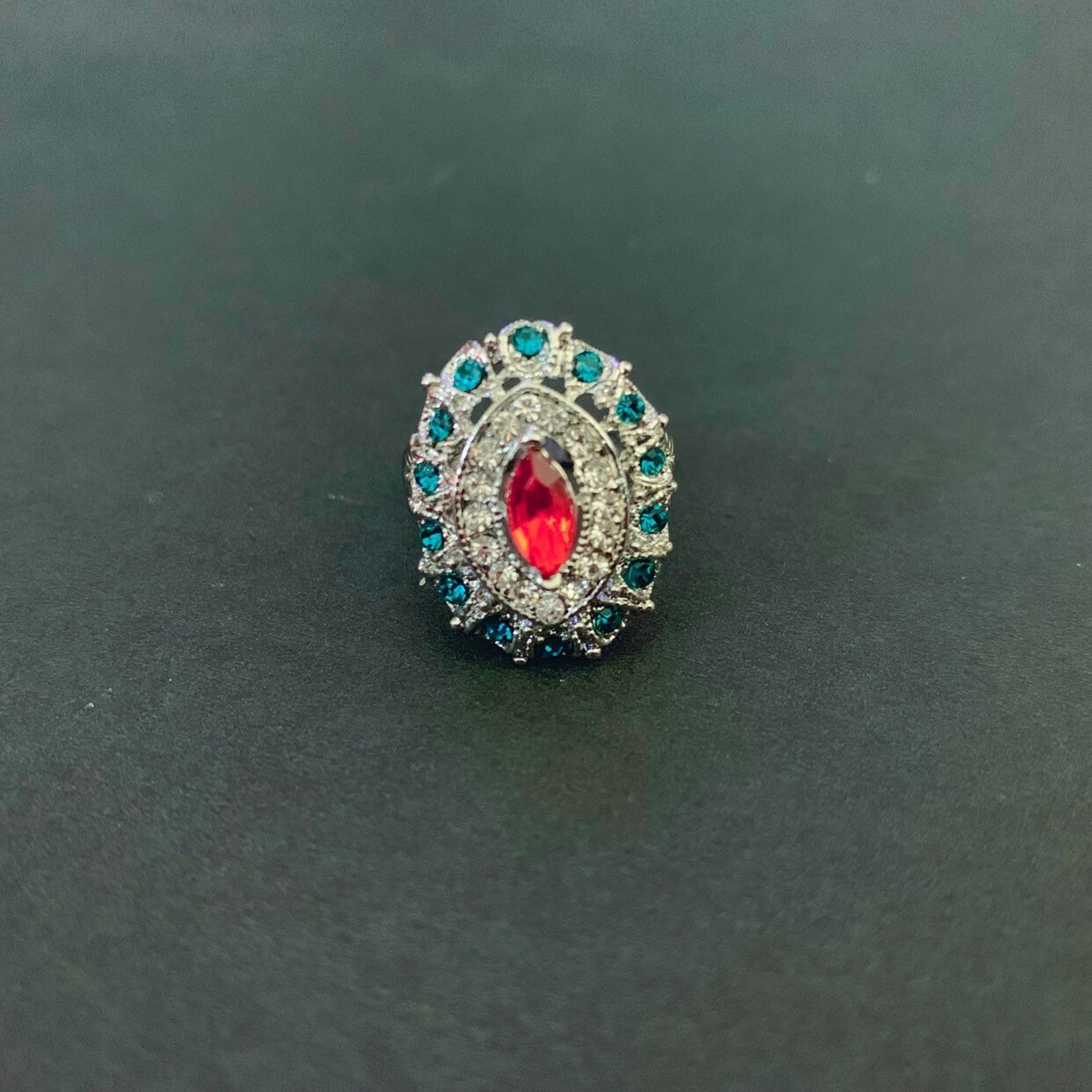Multicolored Crystal Ring, Ring for Women, Silver Color Rings, Red Gem ...