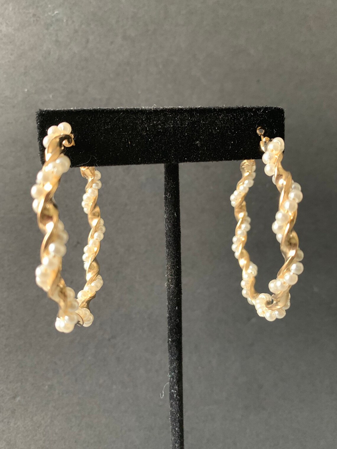 Gold-color Big Loop Hoop Earring With Imitation Pearl Beads L - Etsy