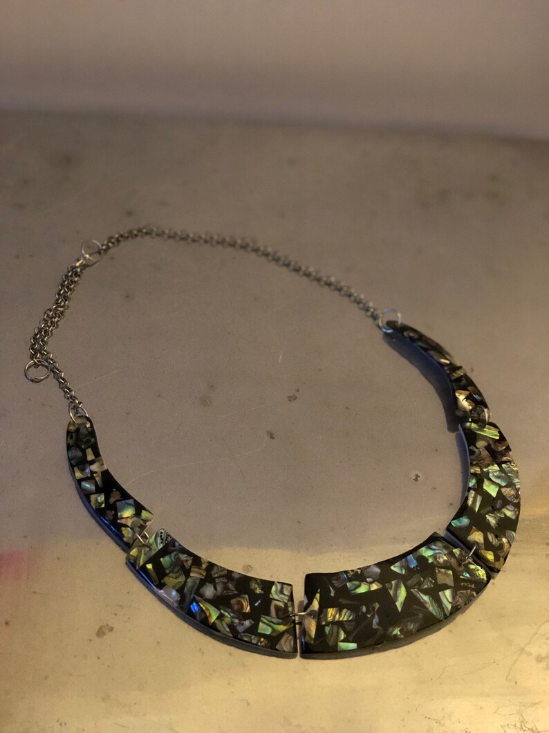 Abalone Shell Bib Necklace Chain Choker Women's - Etsy