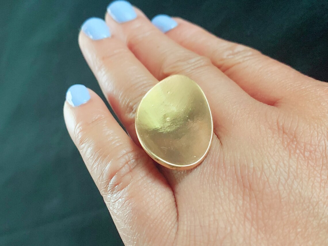 Big Oval Rose Gold Tone Ring, Women's Jewelry, Geometric Shaped Ring ...