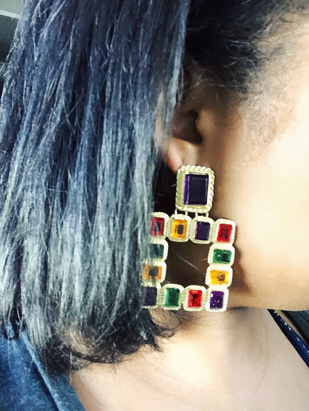 Geometric Shape Boho Vintage Style Earrings for Women, Crystal, Dangle ...
