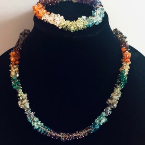 Multi Color Gemstone Necklace and Bracelet Set, Handmade Jewelry ...