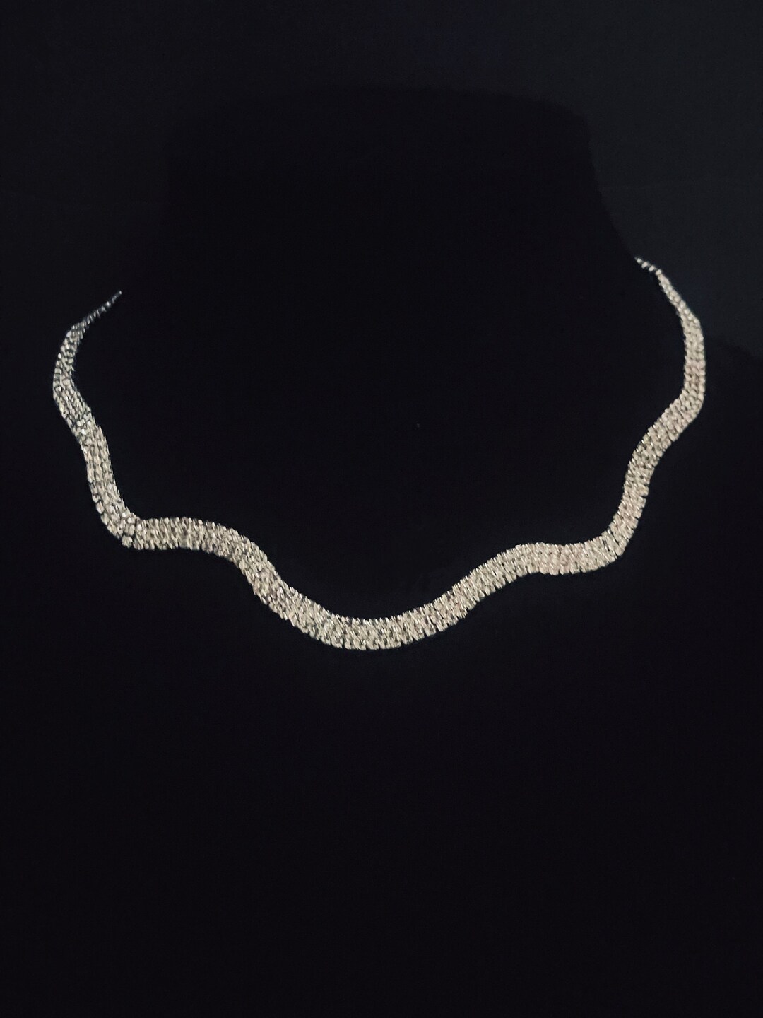 Wavy Rhinestone Necklace, Shiny, Crystal Necklace, Choker, Collar ...