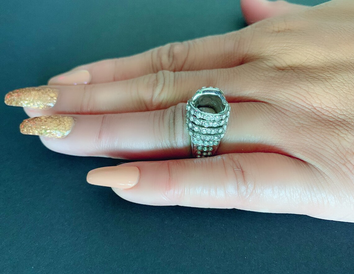 Open Weave Design Silver Finished Ring, Cubic Zirconia Ring for Women ...