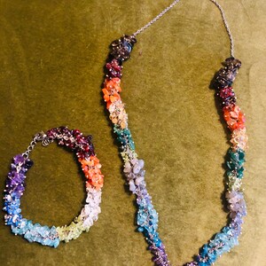 Multi Color Gemstone Necklace and Bracelet Set, Handmade Jewelry ...