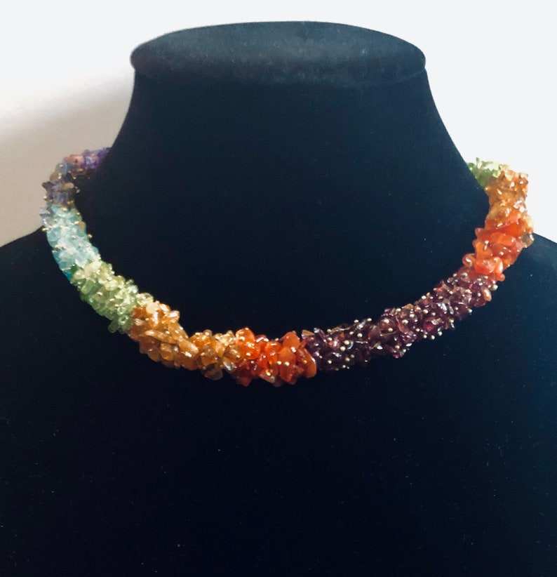 Multi Color Gemstone Necklace, Handmade Jewelry, Natural Stone ...