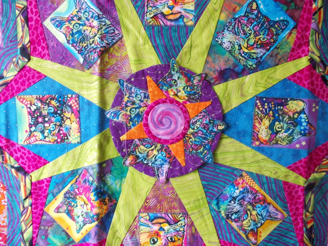 Quilt Top Crazy Cat Quilt Project Unfinished - Etsy