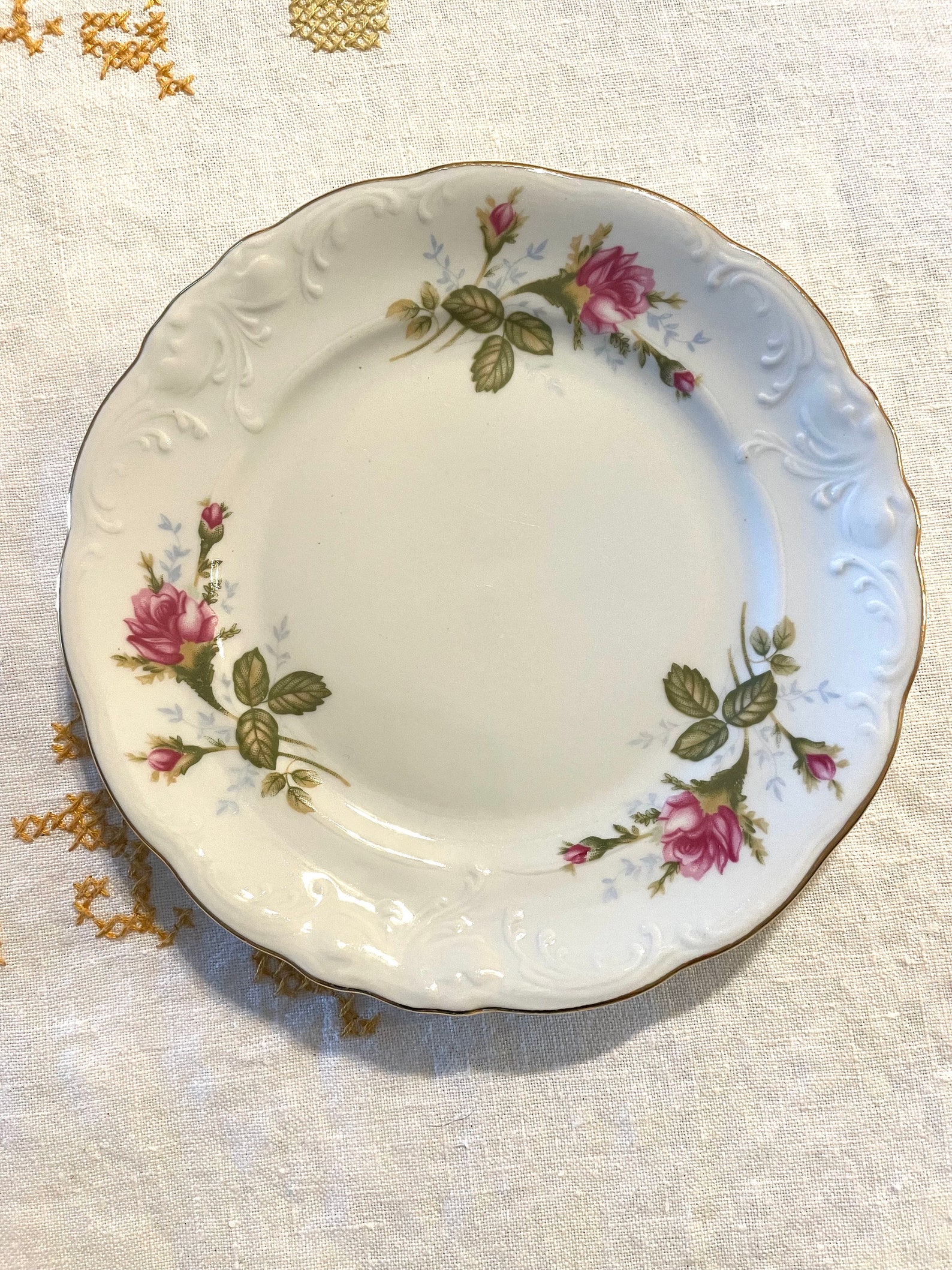 Walbrzych Poland Moss Rose Bread and Butter Plate ~ Rare Find - Etsy