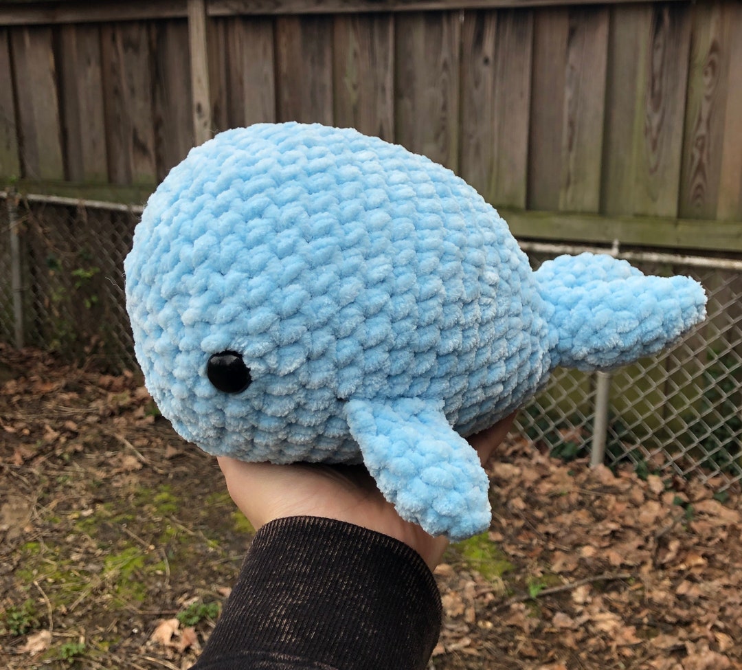 Whale Dolphin Crochet Plushie Amigurumi Squishable Stuffed Animal Cute Adorable Embroidered Face ...
