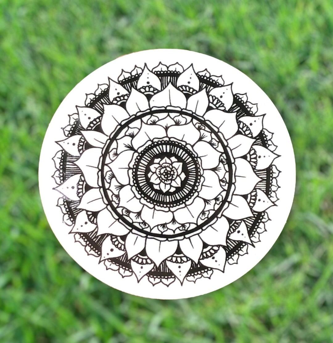 Vinyl Mandala Sticker Drawn by Hand Intricate Design Waterproof ...