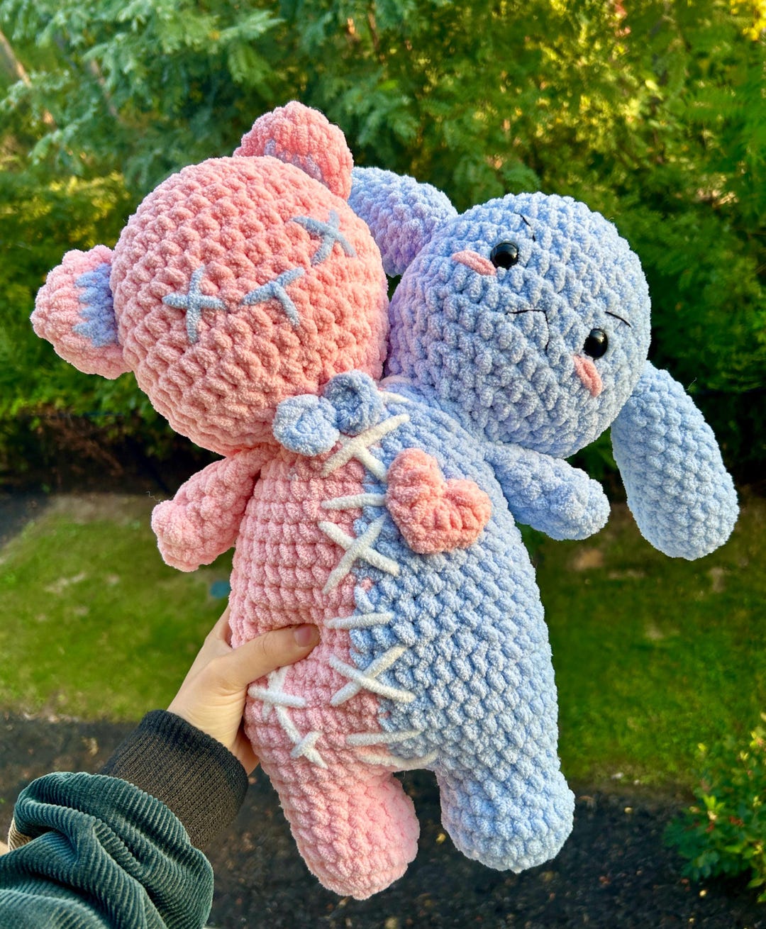 Two-headed Bunny and Teddy Bear Plushie Creepy Crochet Amigurumi Sewn ...
