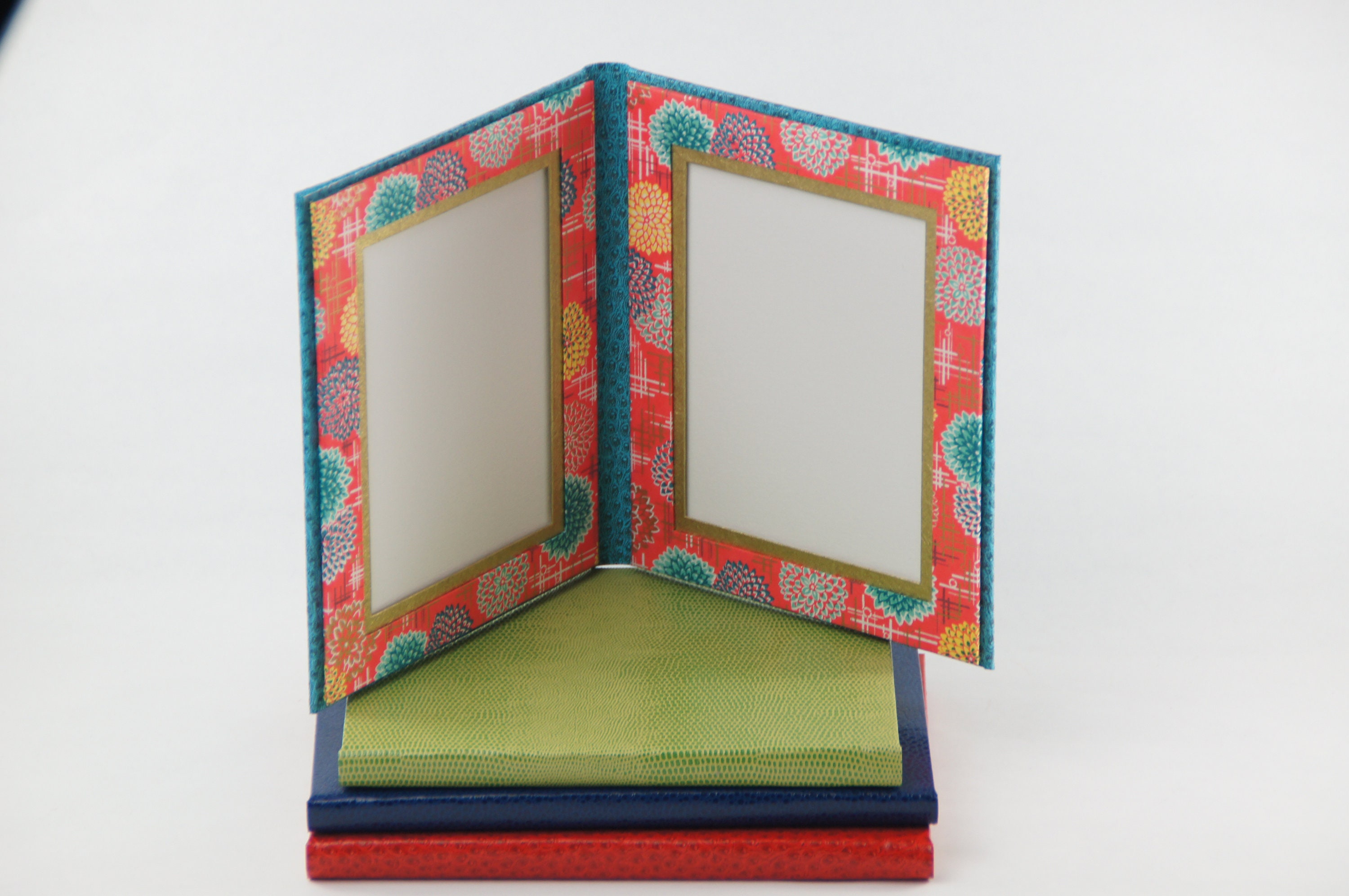 Blue Red Album, Handmade Paper Frame, Freestanding Photo Frame, Double ...