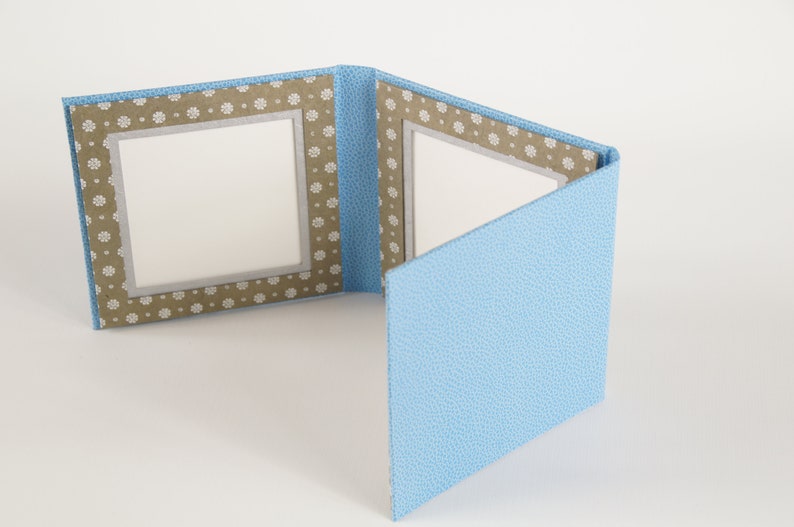 Light Blue Beige Silver Cardboard Photo Frame, Free Standing Handmade ...