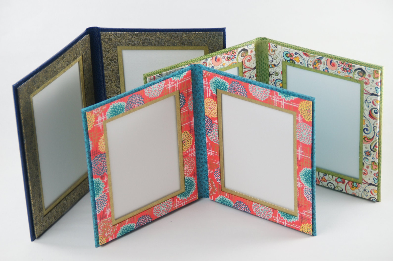 Blue Red Album, Handmade Paper Frame, Freestanding Photo Frame, Double ...