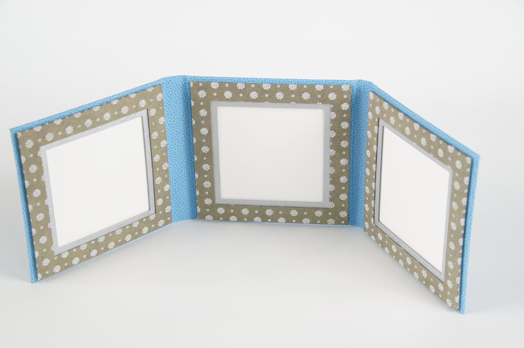 Light Blue Beige Silver Cardboard Photo Frame, Free Standing Handmade ...