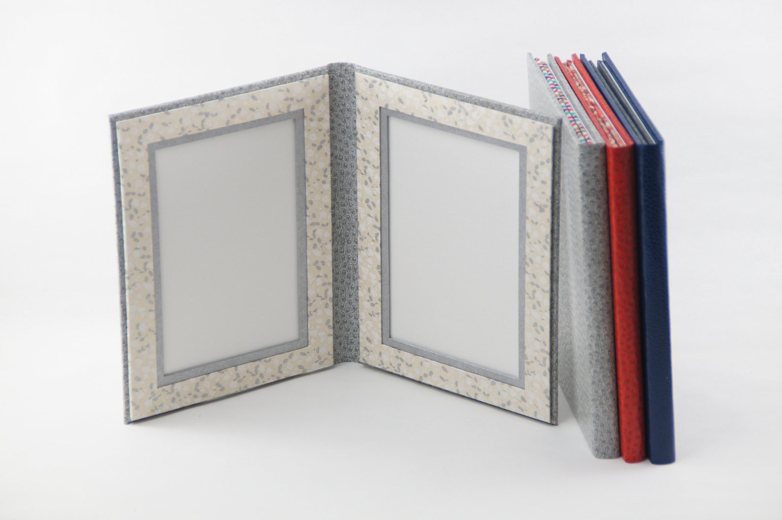 Grey Silver Photo Album, Handmade Cardboard Photo Frame, Freestanding ...