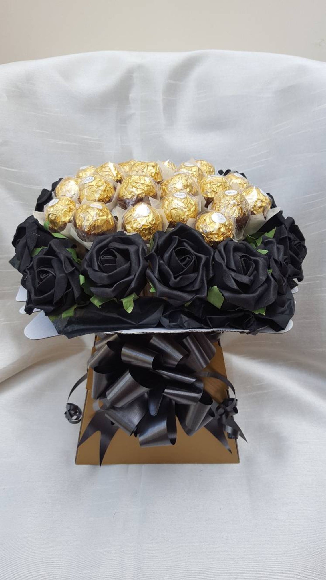Black and Gold Ferrero Rocher Chocolates Bouquet Sweet Gift | Etsy