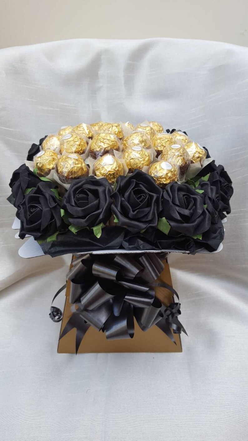 Black and Gold Ferrero Rocher Chocolates Bouquet Sweet Gift - Etsy